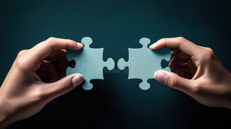 Two Puzzles in Female Hands, Generative AI. Stock Illustration ...