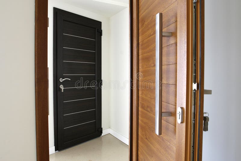 Two pvc wood color doors stock image. Image of door, interior - 8234205