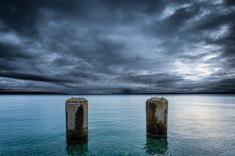 Two pylon heads stock photo. Image of pair, blue, dramatic - 160675666