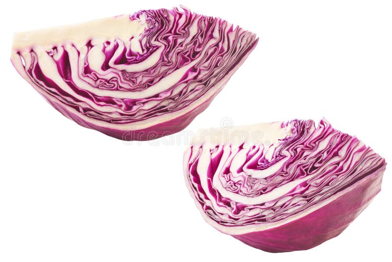 Two Quarters of Red Cabbage Isolated on White Background Stock Photo ...