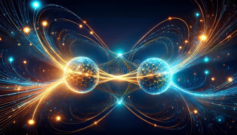 Two Qubits Entangled in a Quantum Computing Operation Stock ...