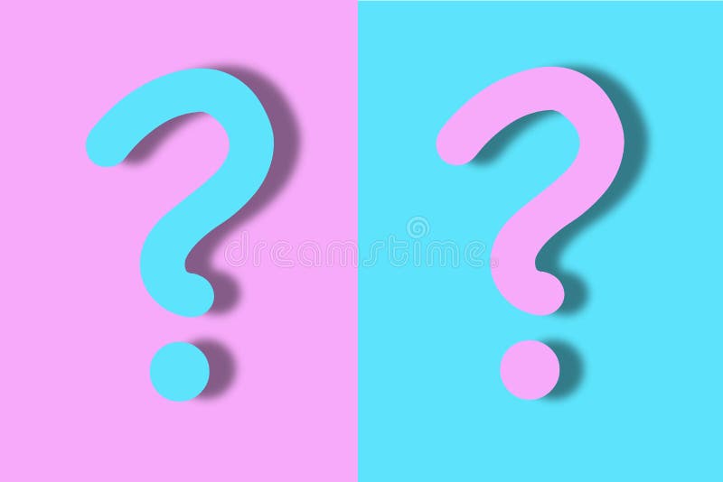 Two Question Marks in the Colors of Light Blue and Pink Stock ...