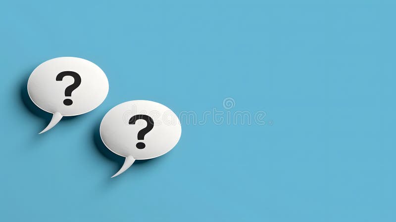 Two Question Marks in Speech Bubbles on Blue Background Questions ...