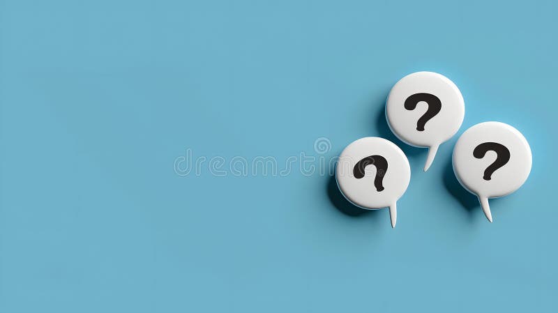 Two Question Marks in Speech Bubbles on Blue Background Questions ...
