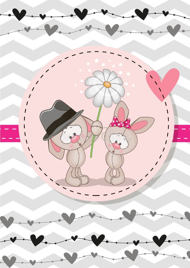 Two Rabbits stock vector. Illustration of baby, painting - 54291693