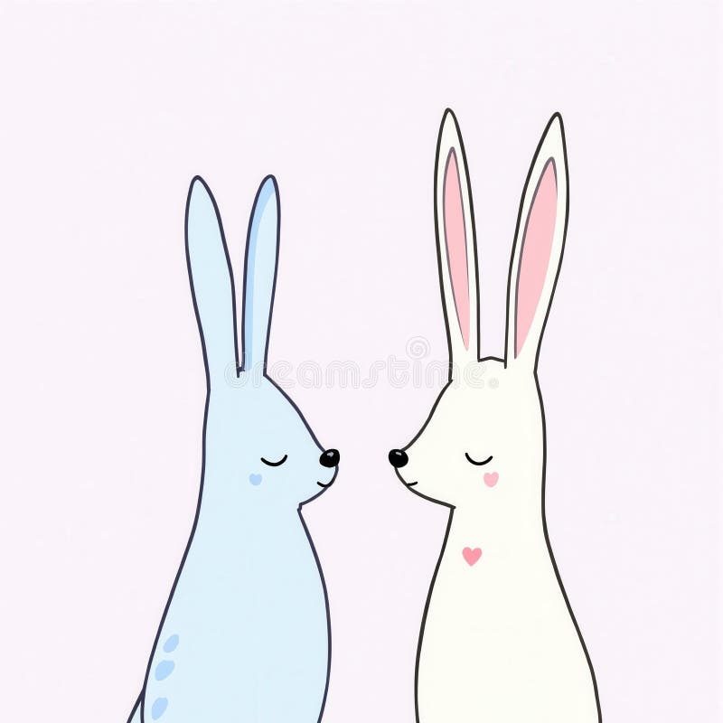 Two Rabbits are Hugging Each Other Stock Illustration - Illustration of ...