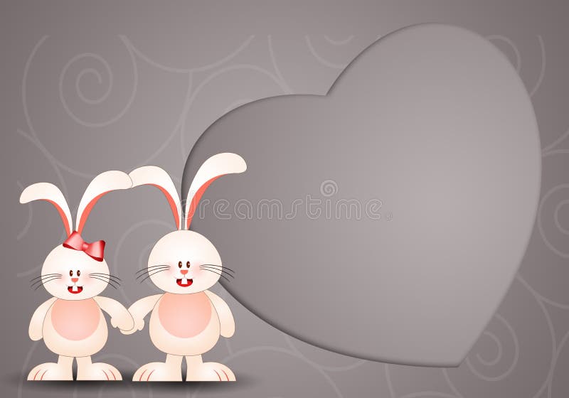 Rabbits in Love Seamless Background Stock Illustration - Illustration ...