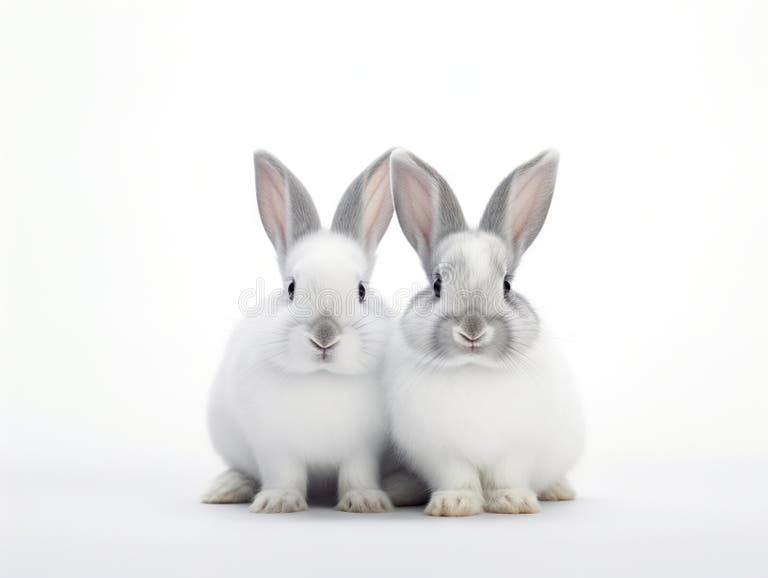 Ai Generated Illustration Wildlife Concept of Two Rabbits Stock ...