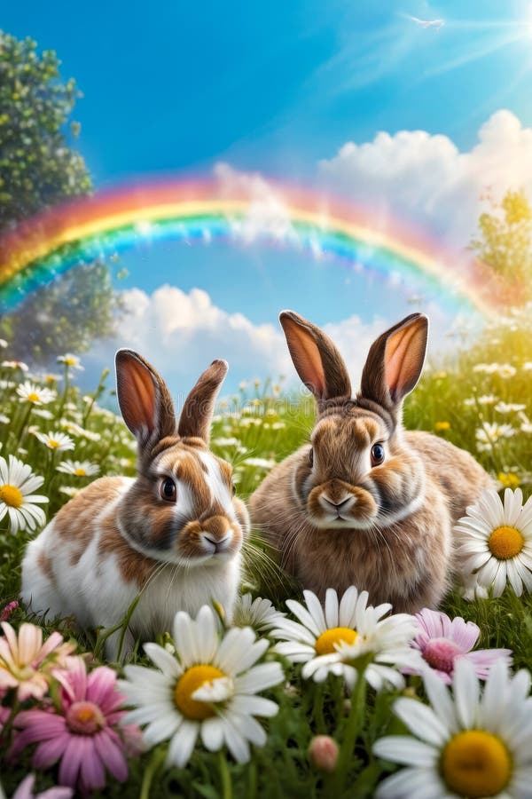 Cute Couple Rainbow Garden Ai Stock Photos - Free & Royalty-Free Stock ...