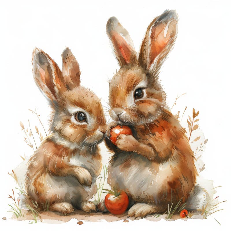 Two Rabbits Sitting Together Stock Image - Image of cute, rabbits ...