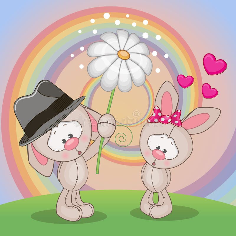 Two Rabbits stock vector. Illustration of girl, card - 49541387