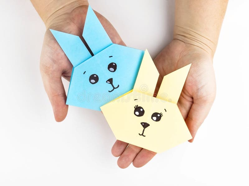 Origami Instruction is a Step-by-step Rabbit from a Paper Collage Stock ...