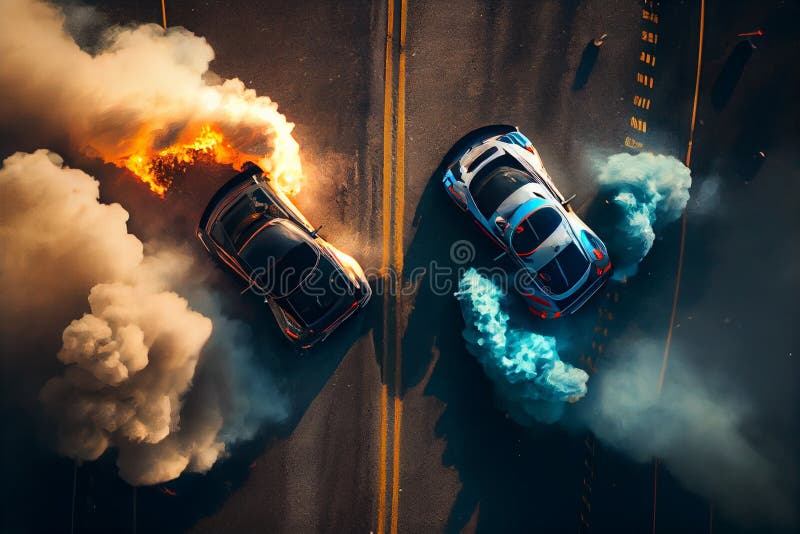 Two Race Cars Competing in a Drift.generative Ai Stock Photo - Image of ...