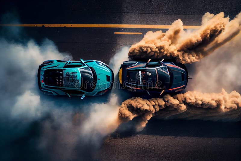 Two Race Cars Competing in a Drift.generative Ai Stock Image - Image of ...
