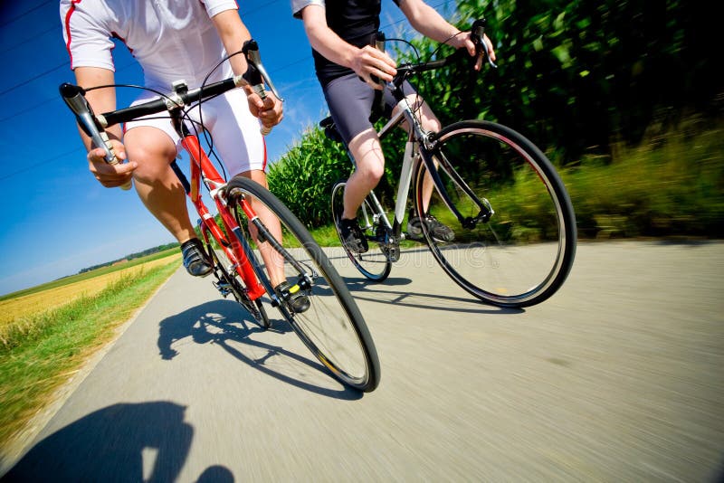 Two Racing Cyclists stock photo. Image of pursuit, exercising - 95661204