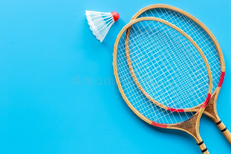 Two Rackets and Shuttlecock for Playing Badminton, Top View Stock Photo ...
