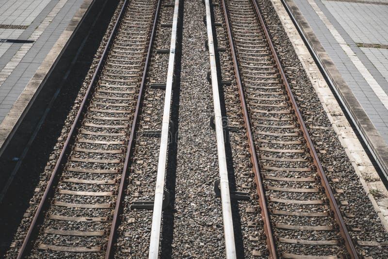 Two Railroad Tracks from Above , Railway, Rails Stock Image - Image of ...