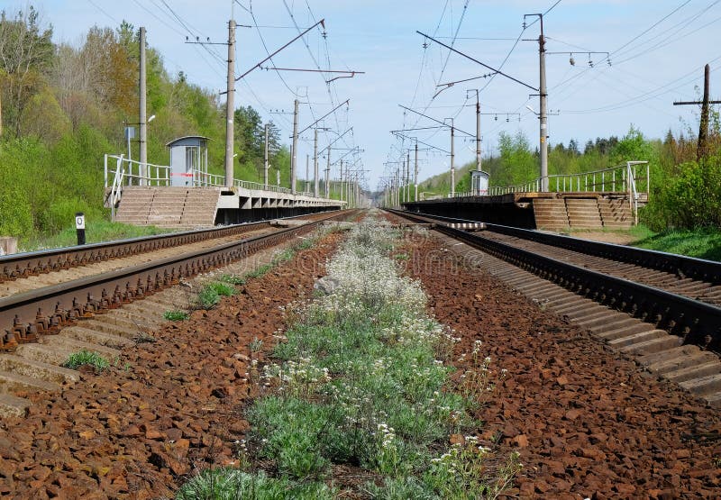 Two railway lines stock image. Image of double, gravel - 93461105