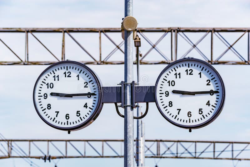 Two Railway Station Clocks. Stock Image - Image of ticker, clock: 148831969