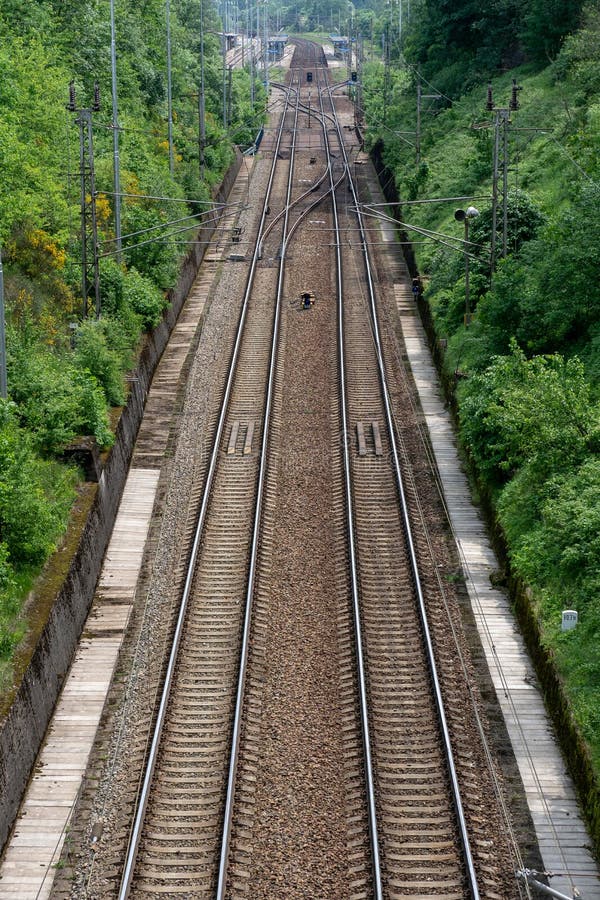 Two railway track lines stock photo. Image of transport - 117694308