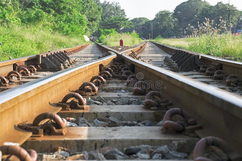 Two railway tracks stock image. Image of landscape, locomotive - 129702997
