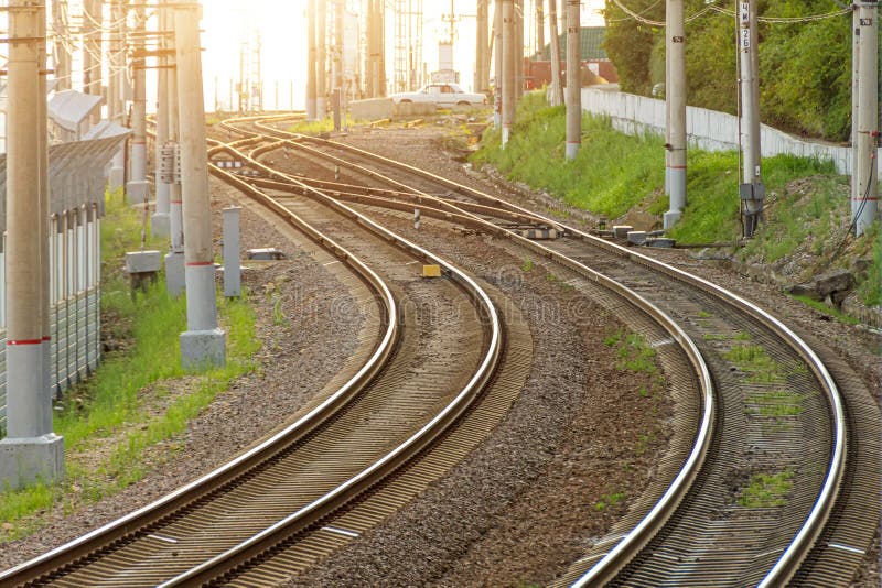 Two Railway Tracks for Different Directions of Train Movement. View of ...