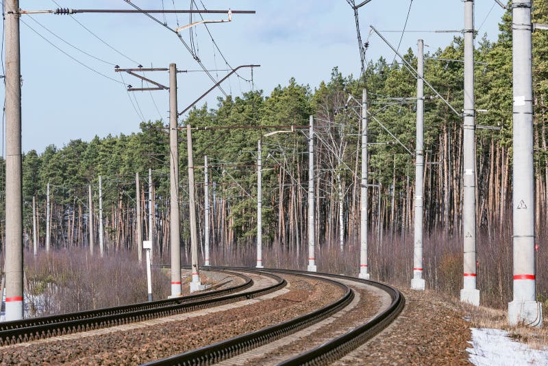 Two railway tracks stock image. Image of forest, road - 174216953