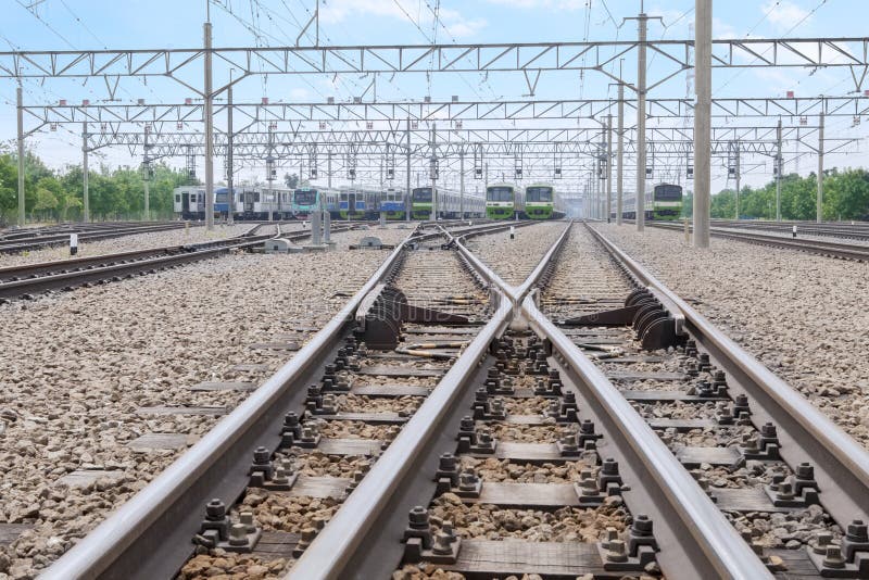 Two Railways with Switch Track Stock Photo - Image of junction ...