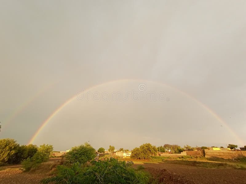 Two Rainbows in Single Capture Stock Photo - Image of single, green ...