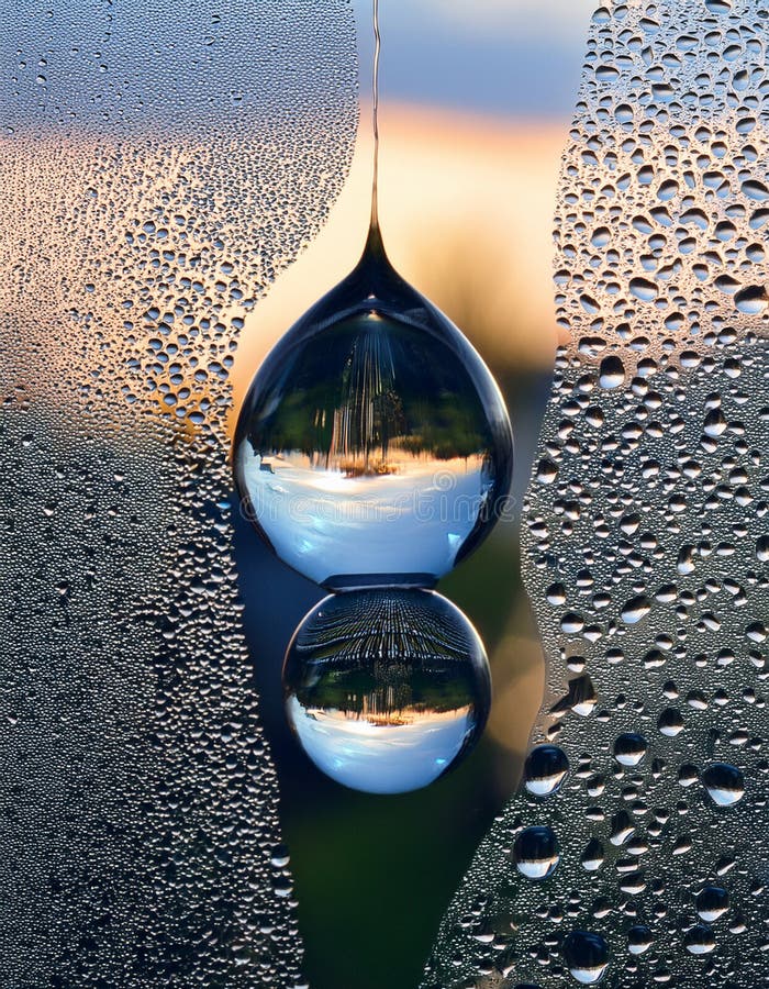 Two Raindrops Merging on a Windowpane, Symbolizing Blending Souls and ...