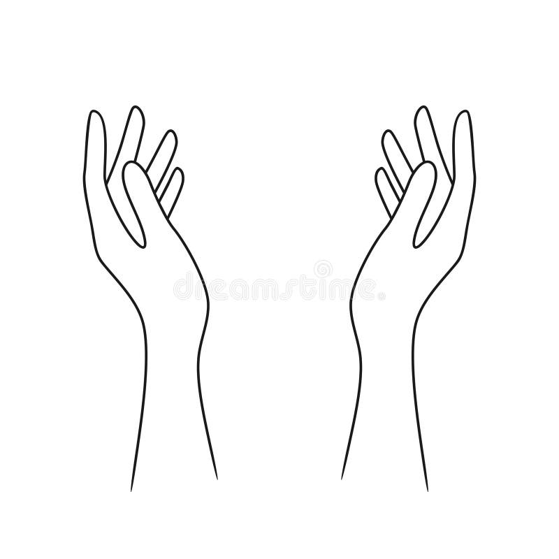 Two Raised Hands with Palms Facing Each Other, Vector Illustration in ...