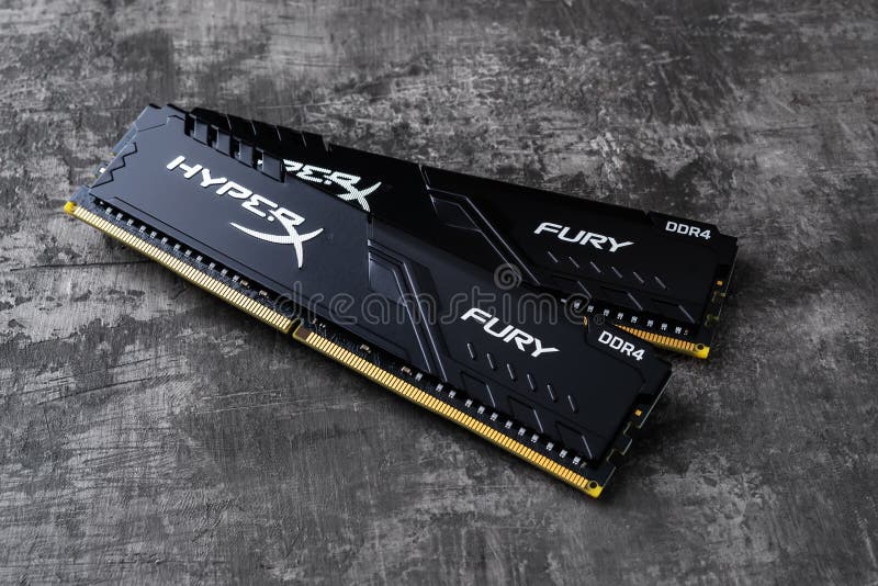 Two Ram Memory Modules Kingston HyperX Fury DDR4 on a Dark Background ...