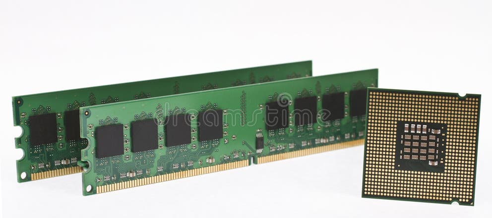 Two Ram Modules and a Modern Cpu Stock Image - Image of industry, data ...