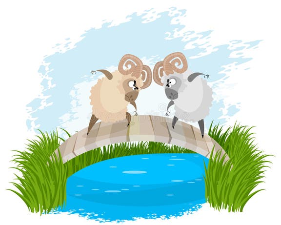 Two rams on bridge stock vector. Illustration of water - 91286741