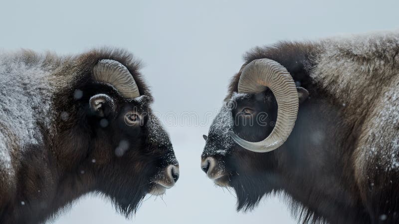 Two Rams Looking at Each Other. Stock Illustration - Illustration of ...