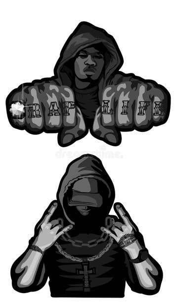 Two rappers on white stock vector. Illustration of hood - 100645831