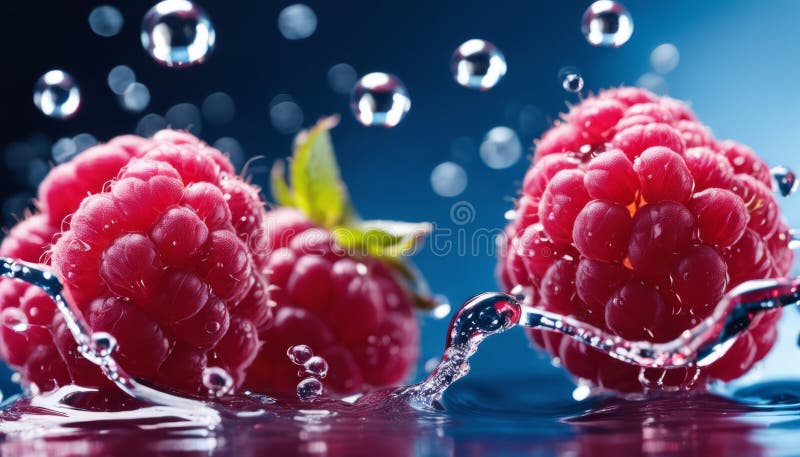 Two Raspberries with Water Droplets on Them Stock Illustration ...