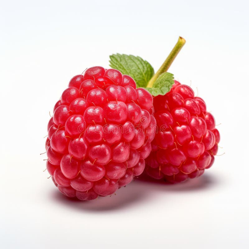 Vibrant Raspberry Still Life on White Background with Colorized Les ...