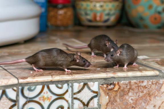 Two Rats Scurrying Over Kitchen Tiles Stock Image - Image of vermin ...