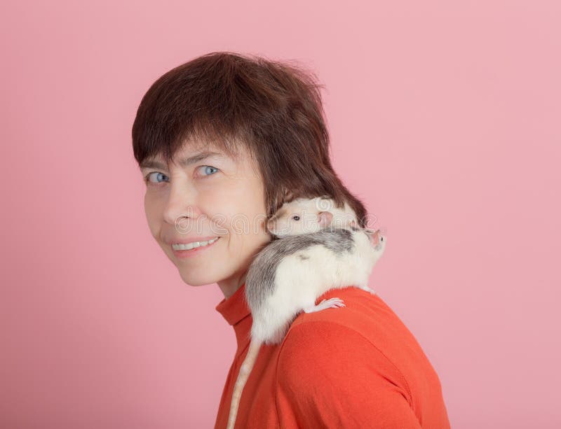 Two rats on the shoulder stock photo. Image of hair, face - 79531880