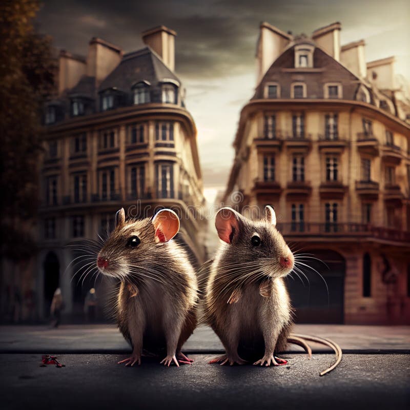 Two Rats in a Street of a Big City. Generate Ai Stock Illustration ...