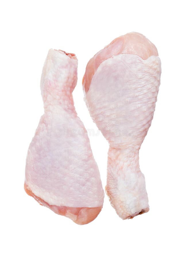 Two Raw Chicken Leg Drumsticks Isolated on a White Background Stock ...