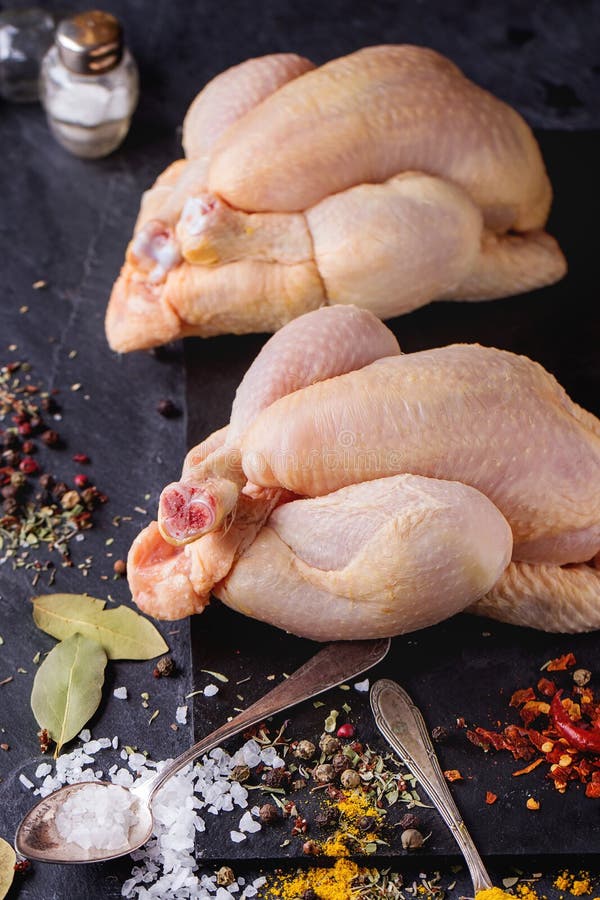 Two Raw Chicken stock photo. Image of poultry, farm, chili - 64970968