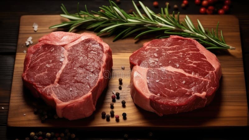 Two raw ribeye beef steaks stock illustration. Illustration of butcher ...