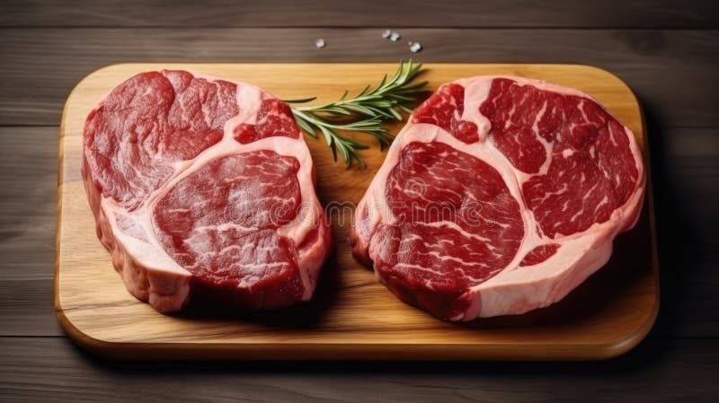 Two raw ribeye beef steaks stock illustration. Illustration of ...