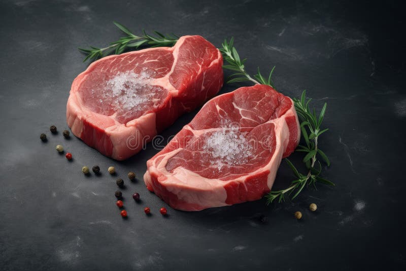 Two Raw Steaks. Generate Ai Stock Illustration - Illustration of ...