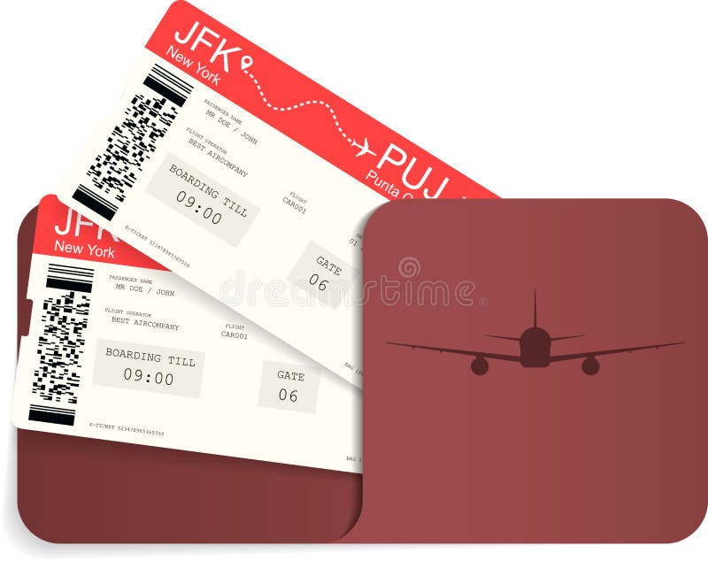 Realistic Airline Flight Ticket Boarding Pass Design Template with ...