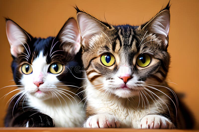 Two Realistic Cats Looking at the Camera Facial Expressions Generated ...