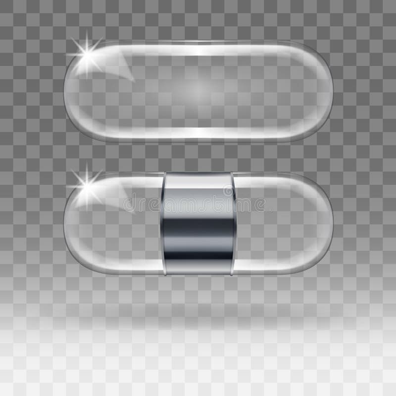 Two Realistic Empty Transparent Glass Capsule Showcase Stock Vector ...
