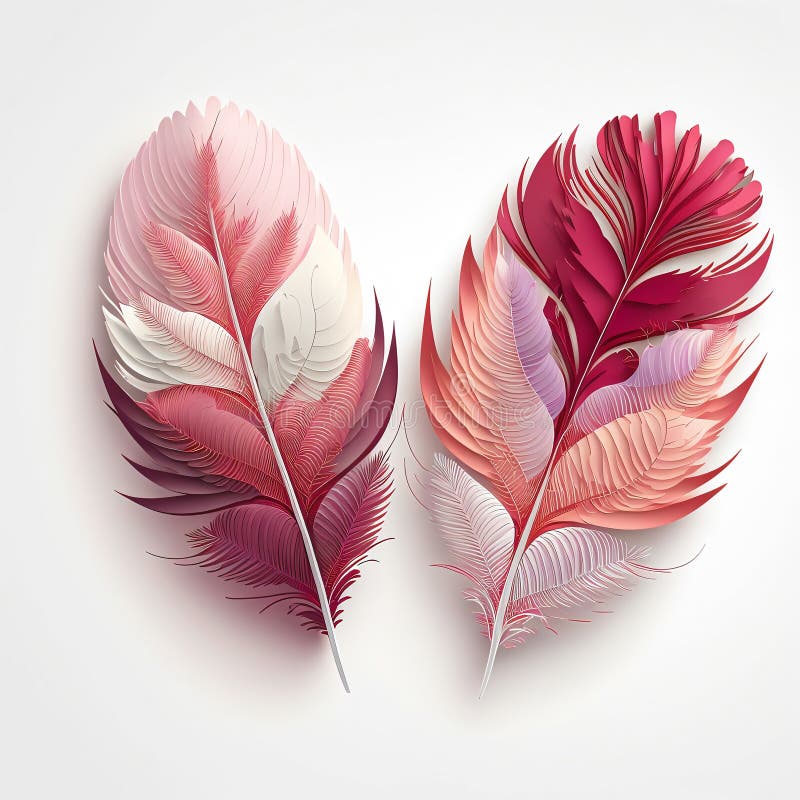 Two Realistic Feathers Element in Soft Gradient Stock Illustration ...